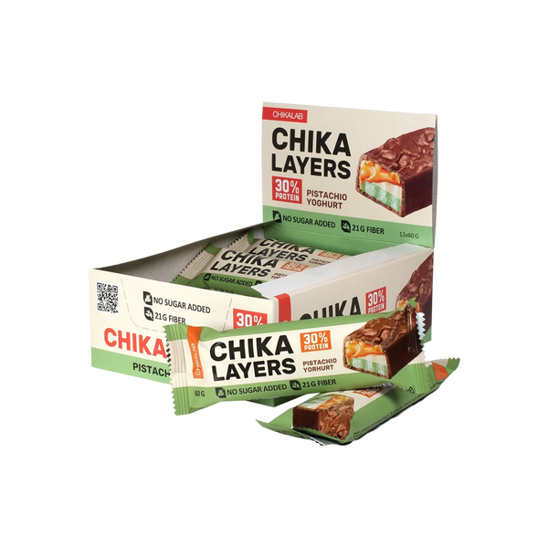 CHIKALAB Chocolate covered protein bar with filling Pistachio Yoghurt ...
